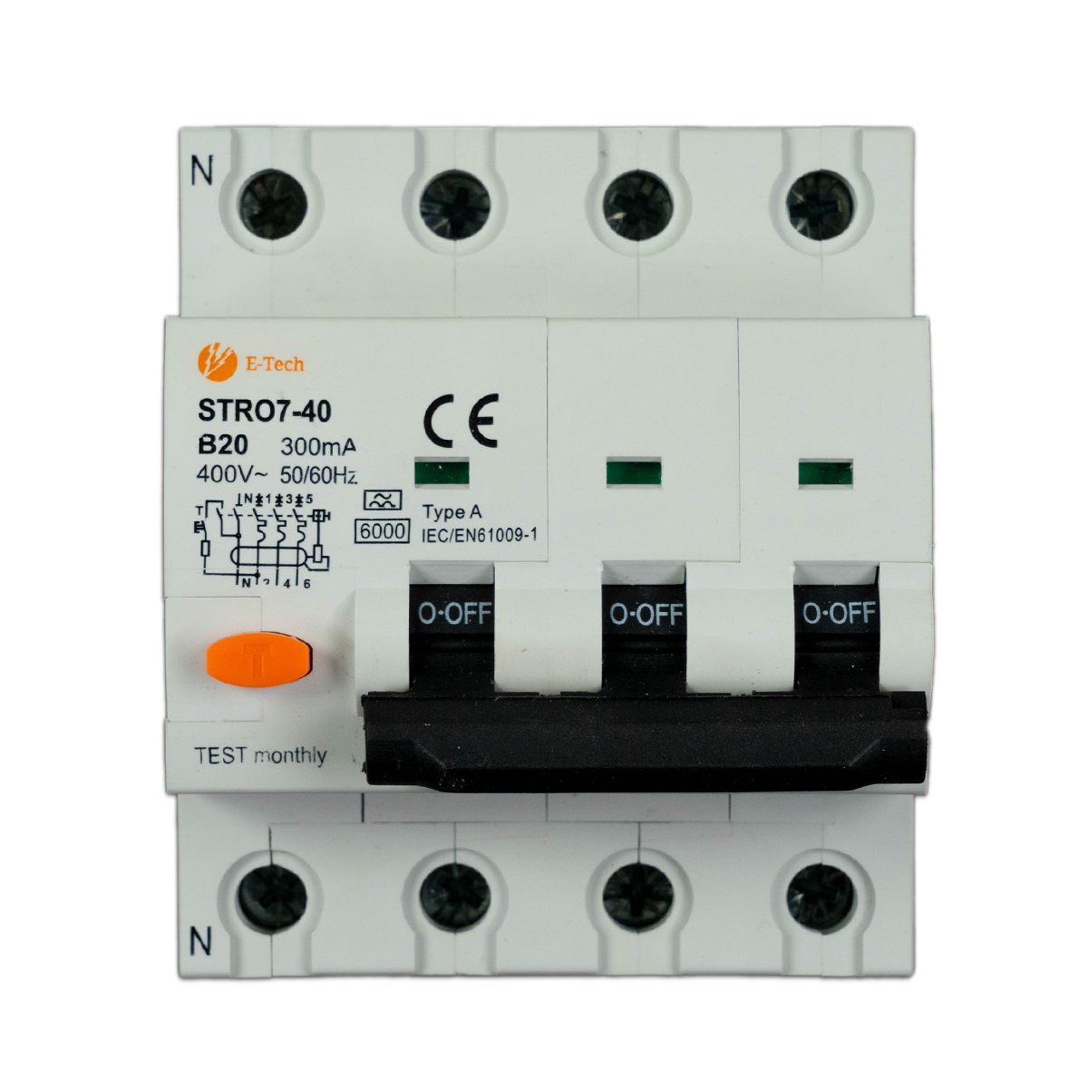 B20 300mA 3P+N | 3 Fase aardlekautomaat | E-tech Groepenkasten B.V.